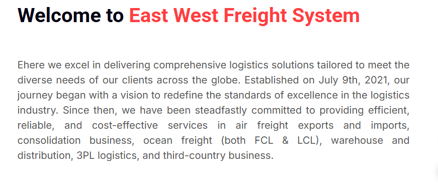East West Freight System_货运代理公司简介,联系方式,地址-JCtrans杰西圈